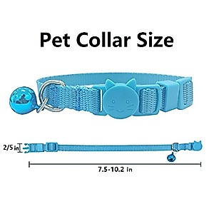 Blaoicni Cat Collars Nylon Soft Colorful Adjustable Breakaway Safety Kitten Collars with Bell 6pcs/Set