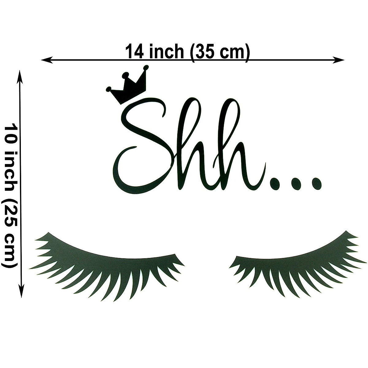 Maydahui 2 PCS Eyelash Wall Decal 14 Inch Salon Home Sign Decor Black Purple Shh Sleep Eyes Art Vinyl Mural Wall Sticker for Living Room Bedroom Easy to Paste