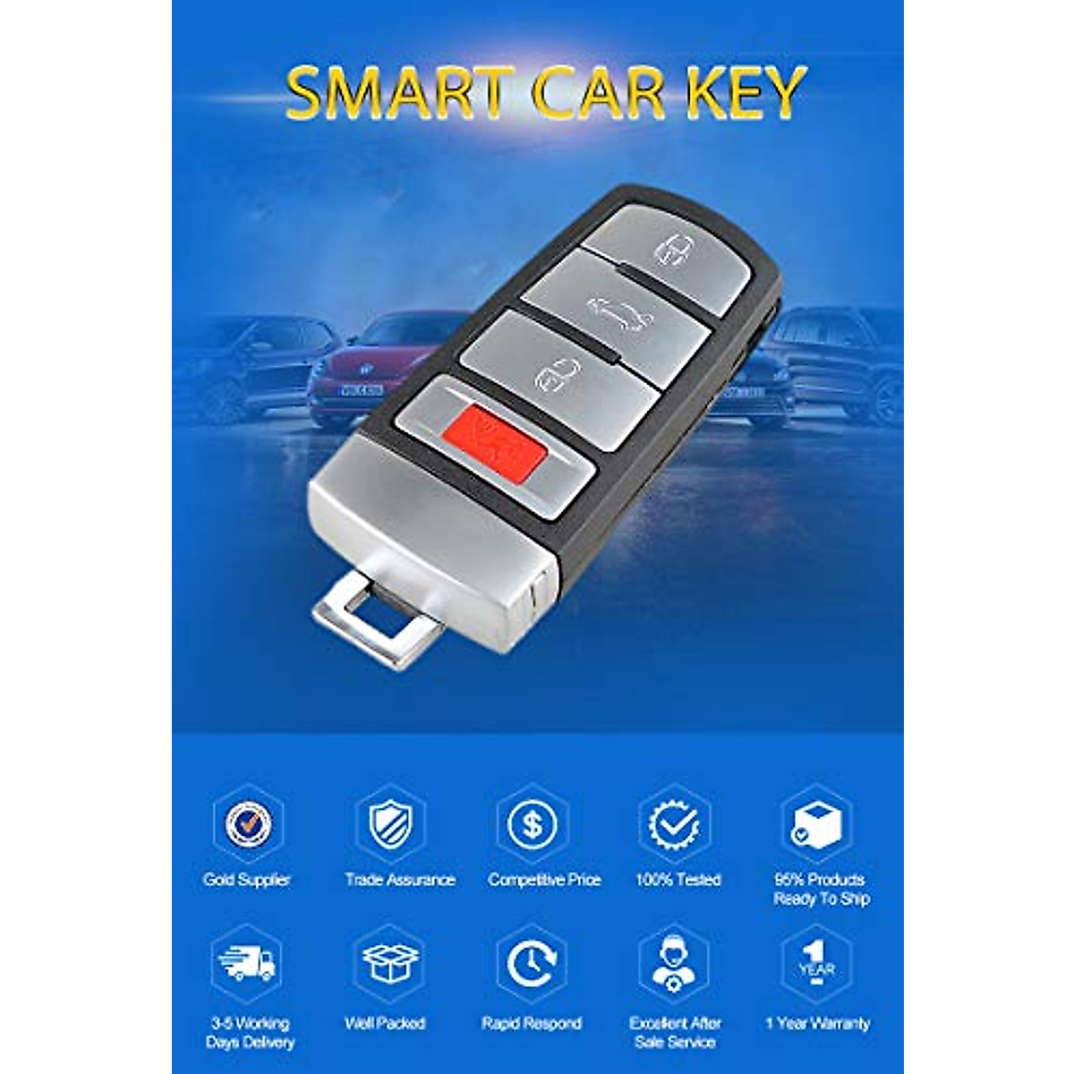 TG Auto 4 Buttons 315Mhz ID48 Chip Smart Keyless Entry Fob Remote Car Key For 2006-2014 VW VOLKSWAGEN VW Passat CC Sport Dual Clutch Executive FCC ID : NBG009066T