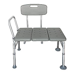 Winado Tub Transfer Bench for Bathtub with Backrest & Armrest, Supports up to 330 lbs Aluminium Alloy Bath Chair, Gray
