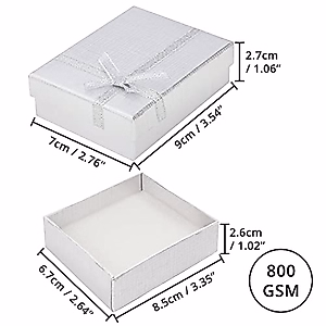 Kurtzy Silver Paper Jewelry Display Gift Boxes (12 Pack) - 9 x 7cm / 3.54 x 2.76 Inches - Cardboard Packaging Box Set with Foam Inserts for Earrings, Necklaces, Bracelets & Rings