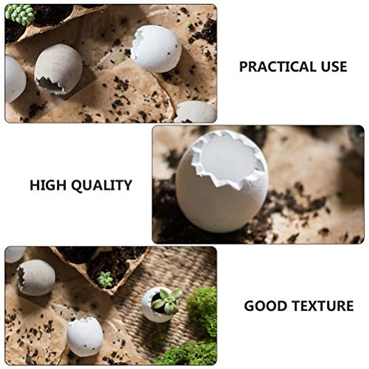 Egg Shell Succulent Flowerpot Desktop Stand Small Succulent Pots Bonsai Pots Planters for Indoor Plants Porcelain Plant Pots Flower Decor Concrete Nursery Earth Tones Office