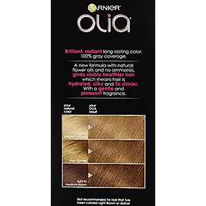 Garnier Olia Ammonia Free Permanent Hair Color, 100% Gray Coverage (Packaging May Vary), 7.0 Dark Blonde, Pack of 1