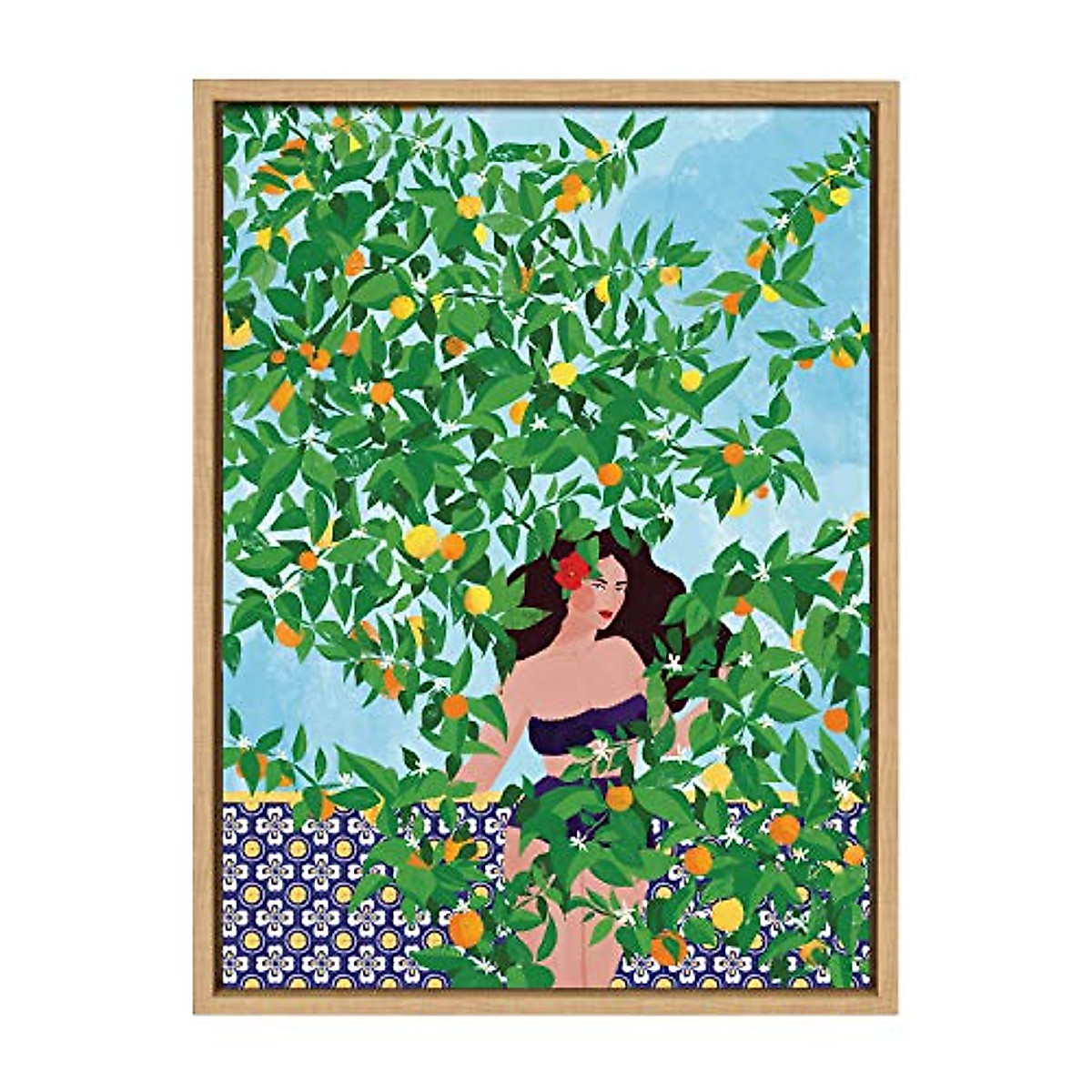 Kate and Laurel Sylvie Sevilla Girl Framed Canvas Wall Art by Maja Tomljanovic, 18x24 Natural, Relaxing Nature Art for Wall