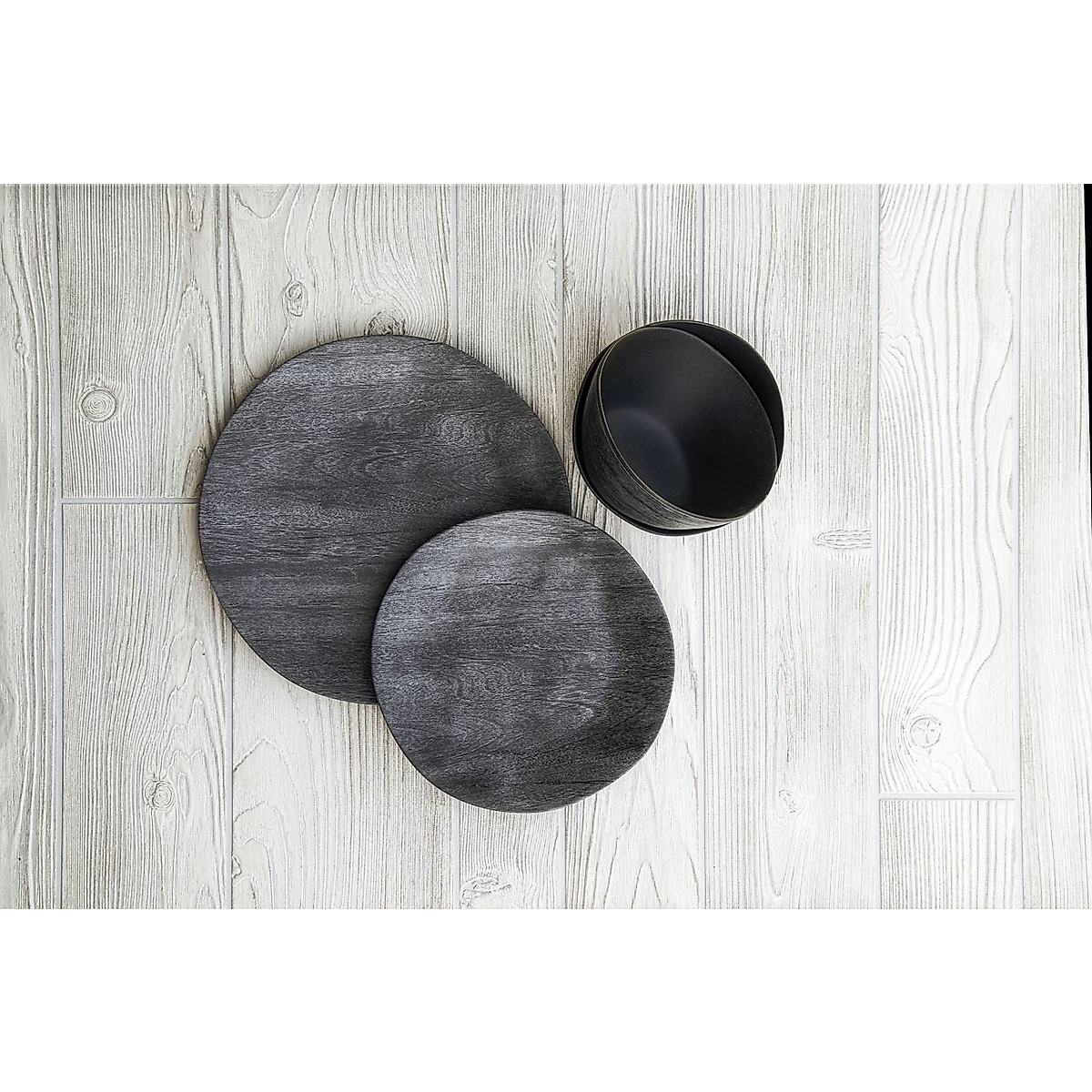 TarHong Faux Real Blackened Wood Cereal Bowl, 6”, 13.5-Ounce, Planta (Majority Plant Based Melamine Material), Shatterproof, Indoor/Outdoor, Set of 6