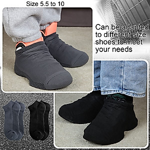 SATINIOR 4 Pairs Dance Shoe Socks Over Sneaker for Smooth Floors Carpet Floor for Dance Dancing Shoe Sliders Ballet Dancers Turning Socks for Turns on Wood Floors (Black, Grey)