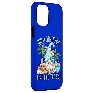 iPhone 13 Pro Max Funny Beach Gnome For Women & Men Summer Quote Wild And Free Case