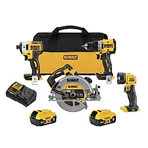 DEWALT 20V MAX* XR Cordless 4-Tool Combo Kit With 5.0Ah Batteries (DCK447P2)