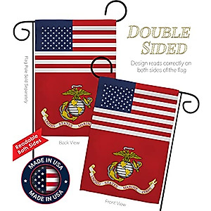 US Marine Corps Garden Flag - Set Wall Holder Armed Forces USMC Semper Fi United State American Military Veteran Retire Official - House Banner Small Yard Gift Double-Sided Made in USA 13 X 18.5