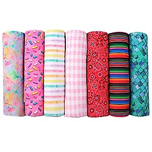David accessories 7Pcs Mixed Style Bullet Liverpool Textured Fabric Set 4 Way Stretch Spandex Knitting Fabric by Half Yard for Head Wrap Hair Bows Making (Set)