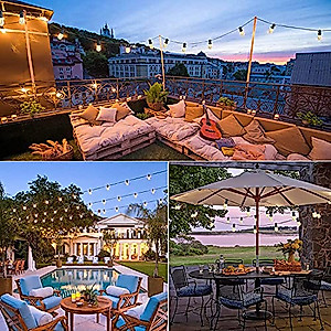 GOOTHY S14 LED Outdoor String Lights 48FT Patio Lights Outdoor Waterproof with 16 Shatterproof LED Bulbs, Hanging Backyard Lights for Outside Deck Patio Backyard Garden Balcony Decorations, Dimmable