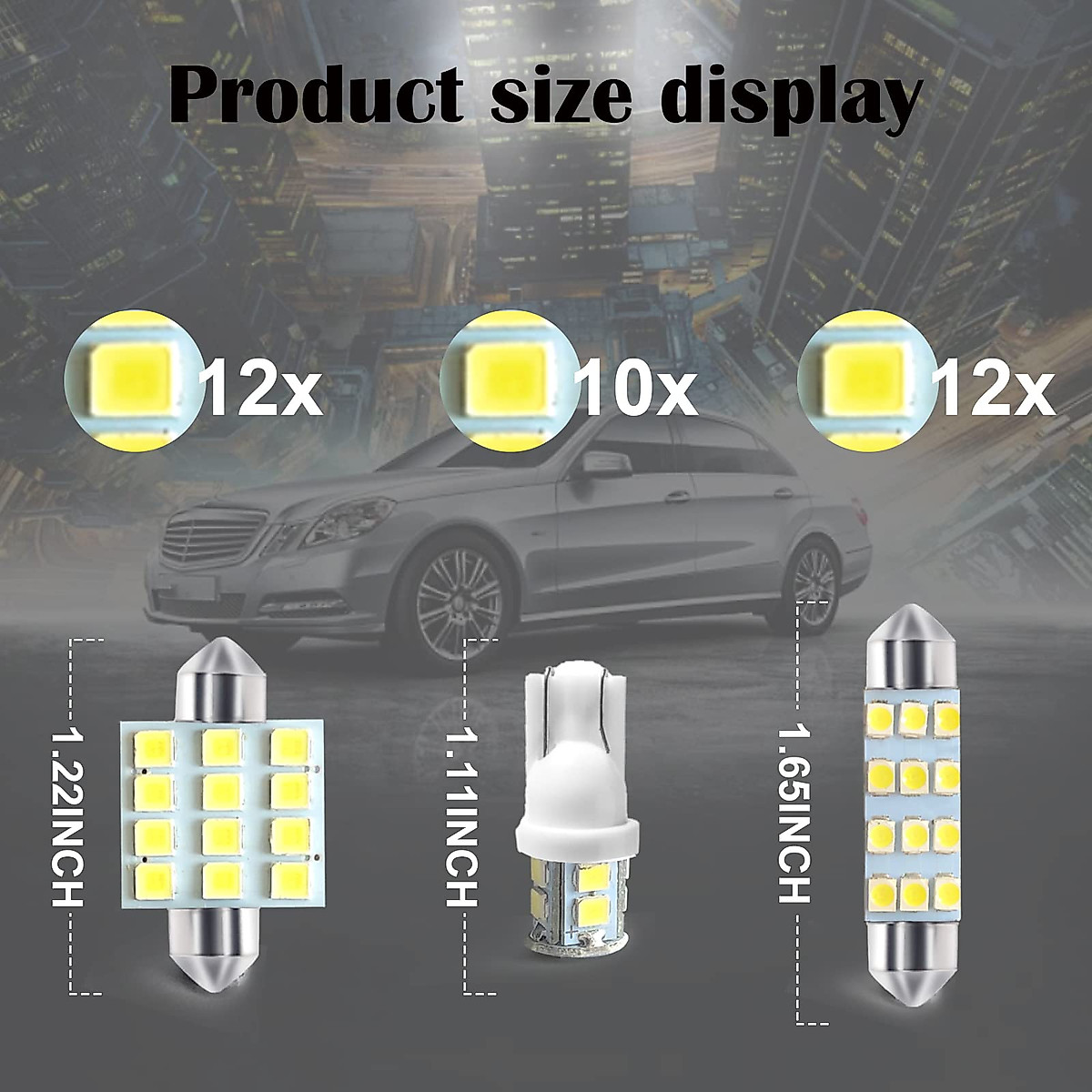 stymart 24 PCS Interior Car Lights, Dome Light Car Bulb Kit Set T10 31mm 41mm LED Interior Replacement Bulbs for Car Interior Lights Dome Lights Plate Lights Map Lights Door Lights License