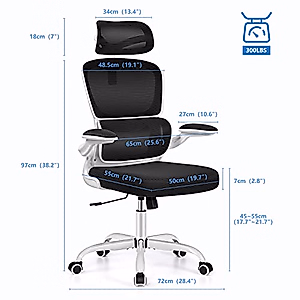 Razzor Ergonomic Office Chair, High Back Mesh Desk Chair with Lumbar Support and Adjustable Headrest, Computer Gaming Chair, Executive Swivel Chair for Home Office