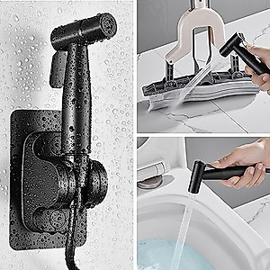 Roscid Sink Faucet Sprayer Set, Handheld Bidet Sprayer for Toilet, Metal Sprayer, with M22 M24 G1/2 Adapters and 3m Hose for Kitchen Sink, Bathroom or Toilet, Matte Black. (Faucet Not Included)