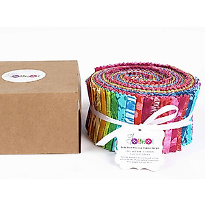 Soimoi 40Pcs Batik Print Cotton Precut Fabrics for Quilting Craft Strips 2.5x42inches Jelly Roll - Red