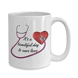 momima Stethoscope Mug Beautiful Day To Save Lives White Coat Ceremony Gifts For