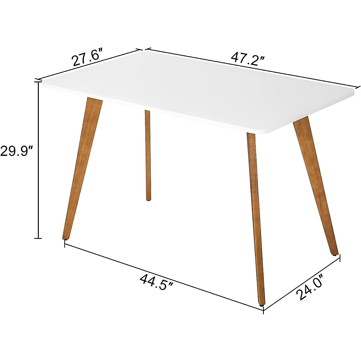 Comfy to go 47.2" Dining Table for 4-6 Person - Rectangular Kitchen Table with Soild Wood Legs Mid Century Modern Table for Dinning Room, Kitchen, Living Room (White)