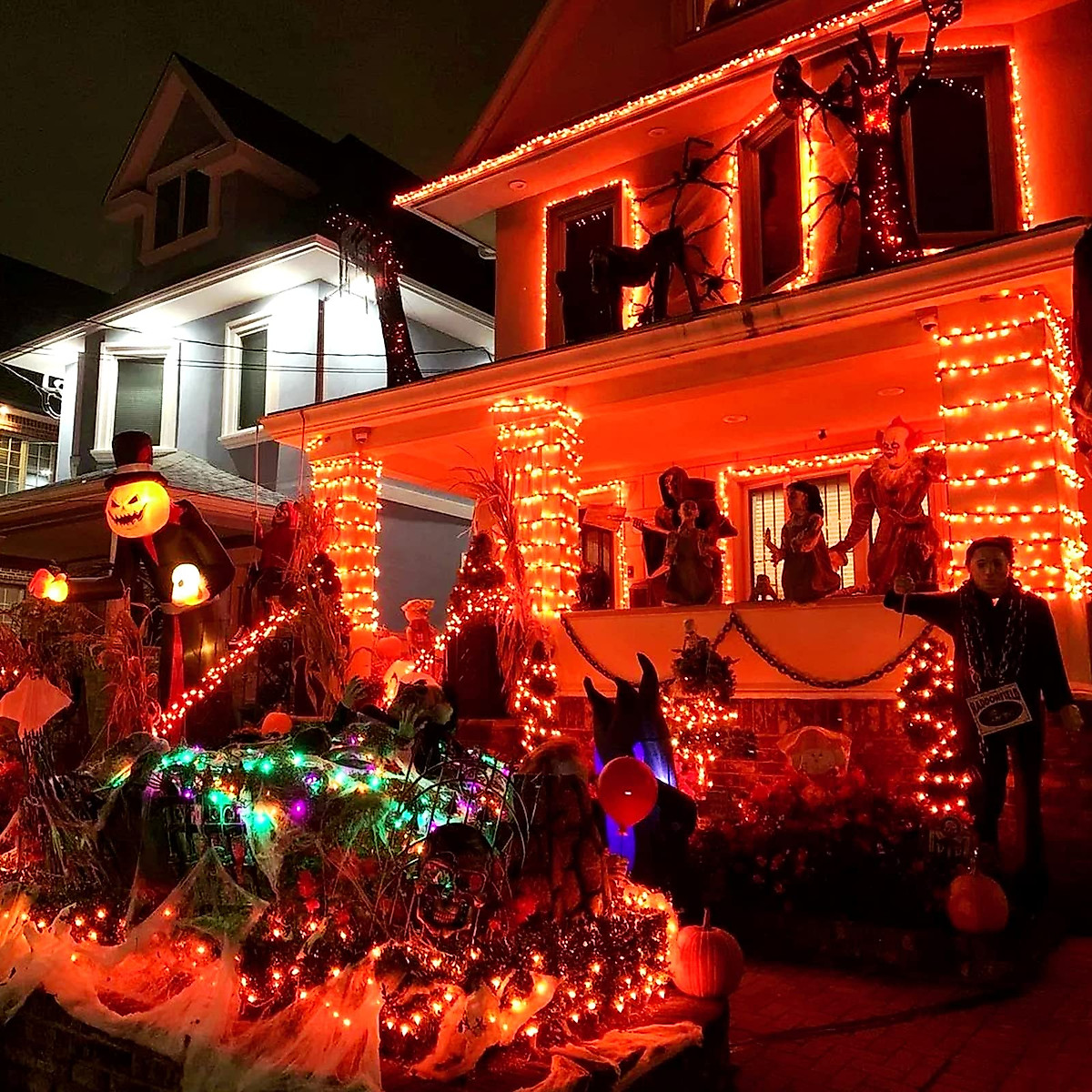 POTIVE Orange Halloween Lights, 2 Pack Each 75.5Ft 200 LED Orange String Lights Outdoor, 8 Modes Solar Orange Lights for Thanksgiving Yard Tree Fall Christmas Halloween Decoration