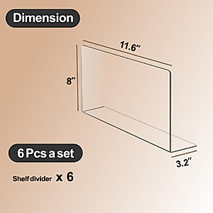 mioule 16Pack Acrylic Shelf Dividers for Closet Organization Shelves，Clear Plastic Dividers Shelf Clothes Separators in Closet for Cabinets Clothes Shelves