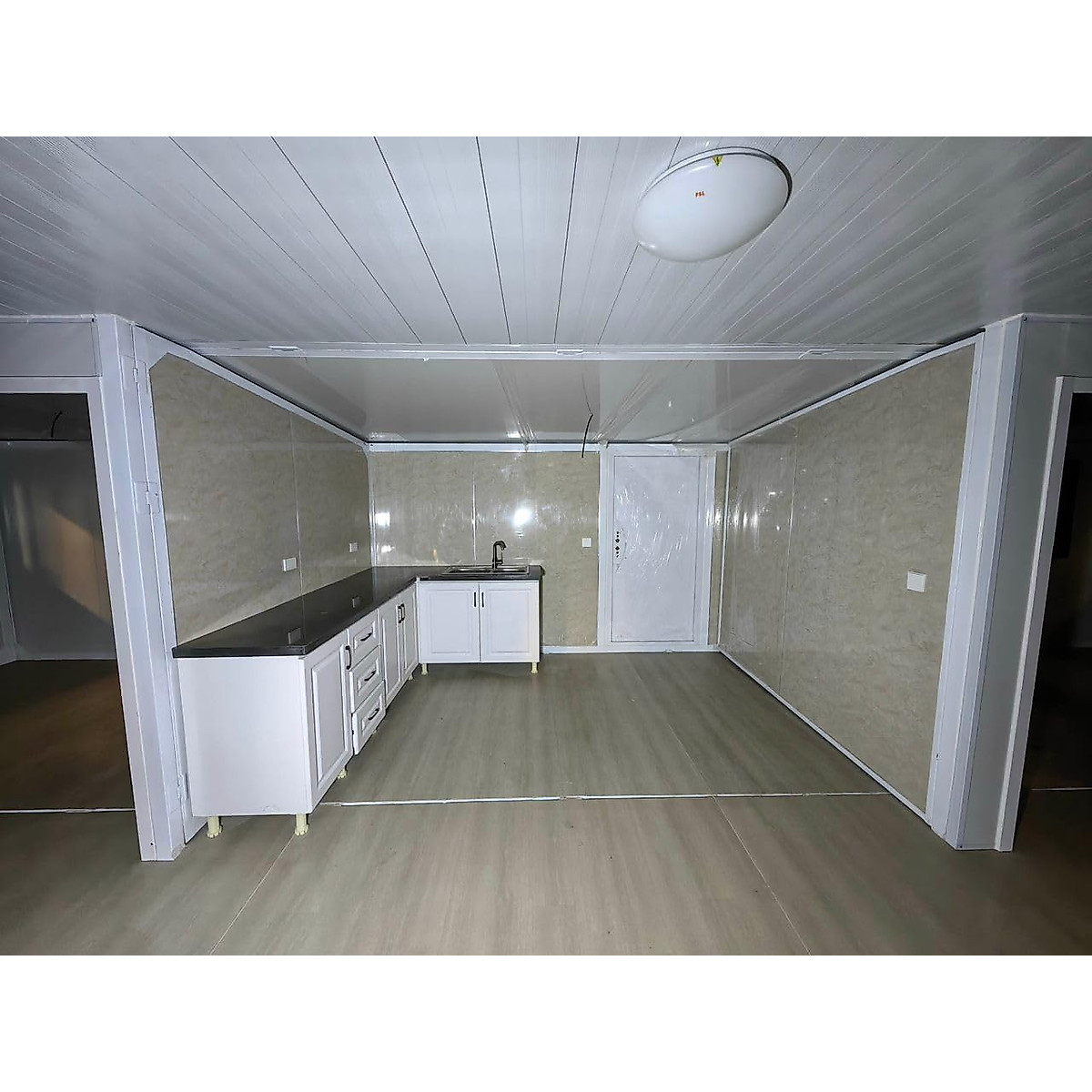 Mingyu Prefabricated Mobile Home Container House with Windows and Doors (Large, Gray)