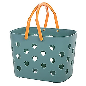 Kamonda Portable Shower Caddy Tote Heart Shaped Hollow Plastic Storage Basket w/Handle Shower Caddy Tote Pink