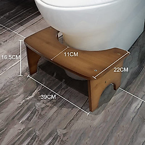 Squatting Toilet Stool for Adults, 6.5" Toilet Stool Squat Adult for Bathroom,Bamboo Potty Stool with Non-Slip Mat Toilet Step Stool - Halloween Decorations Healthy Gifts for Adults Kids Seniors.Brown
