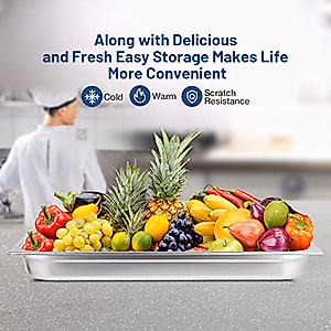 Restlrious Hotel Pan Full Size Stainless Steel Steam Table Pan, 2.6’’ Deep Chafer Food Pan, Pack of 6 Stackable Anti-Jam Steam Pan for Hotel, Restaurant Supplies, Party, Buffet and Event Catering