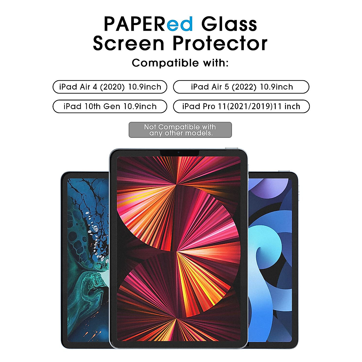 amFilm PAPERed Glass Screen Protector compatible with iPad Pro 11 (2021), iPad Pro 11 (2019), iPad Air 4 (2020), 9H Paper-Matte Finish, Face ID, Apple Pencil 2nd Compatible, Tempered Glass, 1 Pack