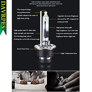 DAVRPES D4S 35W Xenon Headlight HID Bulbs 6000K Cool White 66440 42402 42402WX Replacement - Pack of 2