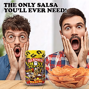 ASS KICKIN' Ghost Pepper Spicy Salsa - 13 oz - Premium Gourmet Spicy Hot Salsa for Tortilla Chips, Veggies, and Breakfast Burritos – Perfect Stocking Stuffers or Christmas Gifts - Try if you Dare!