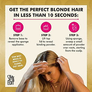 Root Touch Up Powder by Style Edit | Temporary Hair Color for Light Blonde, Dark Roots, Highlights, and Grays | Mineral Infused Concealer for Thinning Hair and Hairline | 0.14 oz.
