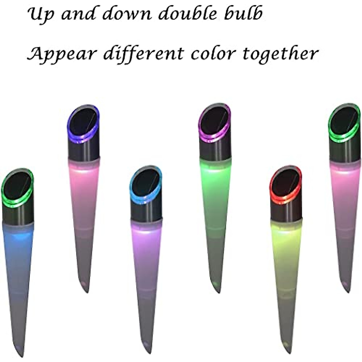 pearlstar Solar Lights Outdoor Garden Pathway Lights LED White&Color Changing Lights Landscape Lighting Waterproof for Path Lawn Patio Yard Walkway Driveway,4 LED Bulbs& 2 Lights Effect (6pack)