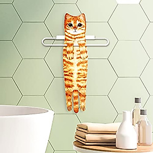 Hawgiman Hand Towels for Bathroom Kitchen,Cute Cat Quick-Dry Hanging Hand Towels Decorative for Bathroom Face Towels,Funny Gifts for Cat Lovers (Orange)