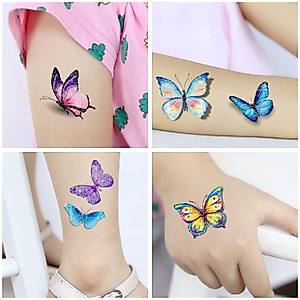 Leesgel 260 Style (20Sheet) Butterfly Temporary Tattoos for Kids, Glitter Butterfly Tattoos for Girls Birthday Party, Butterfly Party Decorations Supplies