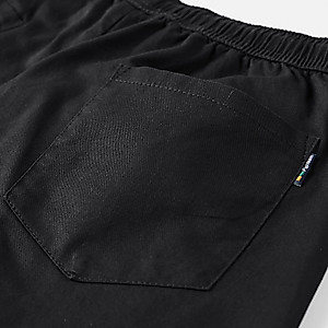 Slim Shorts for Men Mens Linen Shorts Classic-Fit Camo Drawstring Elastic Waist Cargo Shorts Outdoor Multi Pocket Shorts 7" Inseam 7 Inch Inseam Shorts Men Black 2X