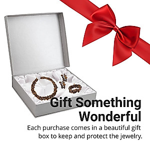 Shop LC Tigers Eye Gemstone Chips Necklace, Earrings & Bracelet Set - Cluster Stainless Steel Jewelry for Women - Boho Beach Healing Crystal Jewelry - Necklace Length 18" - Stretchable Bracelet