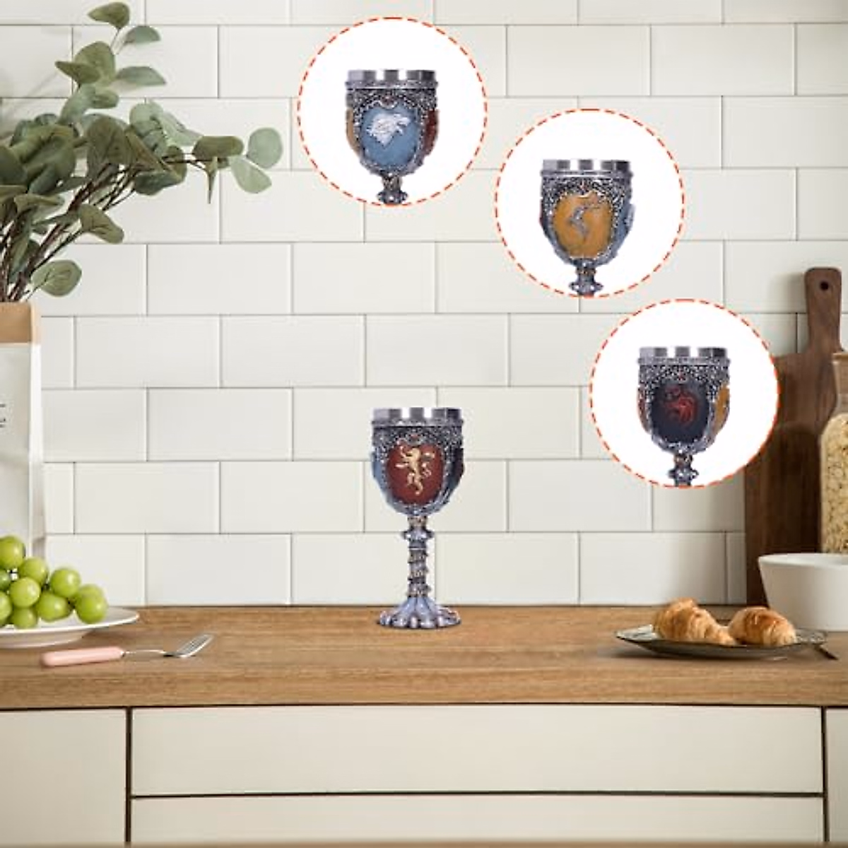 Medieval Dragon Goblet, Dragon Wine Goblet Chalice Cup Wine Glass Chalice Goblet Unique Stainless Steel Drinking Vessel for Cocktail Beer Birthday Gift Dragon Collector Themed Party Decoration Prop