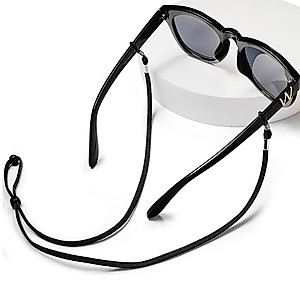 8PCS Premium Leather Eyeglass Straps, Adjustable Eyewear Retainers, Anti slip Eyeglass Chains Lanyard, Black, Gray, Brown, Blue, Dark Blue, Purple, Red 15 YJS Yjs001