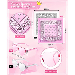 Jecery Bachelorette Party Set: Bride Cowgirl Hat with Veil, 5 Pink Hats, 6 Heart Sunglasses, and 6 White & Pink Bandanas for Last Rodeo