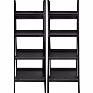 Ameriwood Home Lawrence 4 Shelf Ladder Bookcase Bundle, Black