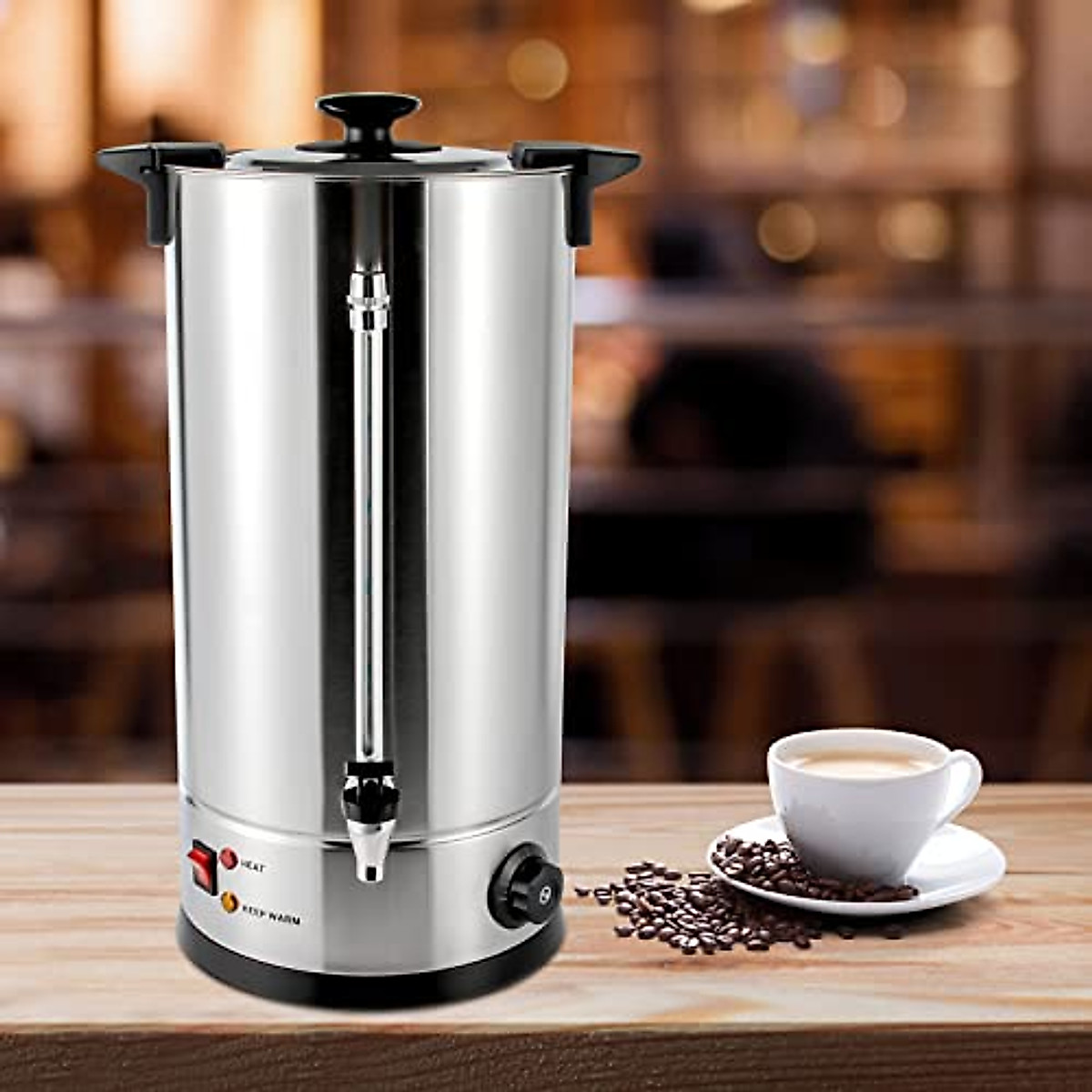 Hot Water Dispenser, 25L/6.6 gal Commercial Stainless Steel Electric Hot Water Boiler With Double-layer Barrel Wall, Portable Thermostable Tea Urn Coffee Boiler With Practical Faucet For Hot Drinks
