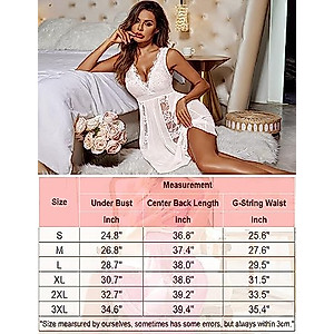Avidlove Babydoll Lingerie for Women Sexy Long Nightgowns Sheer Bridal Nighty White, XL
