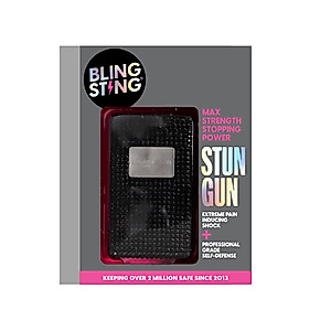 BLINGSTING Handheld Stun Gun - Shock at 950,000 Volts, Mini & Portable Personal Security - Batteries & Wrist Strap Included - Black, 1 Count