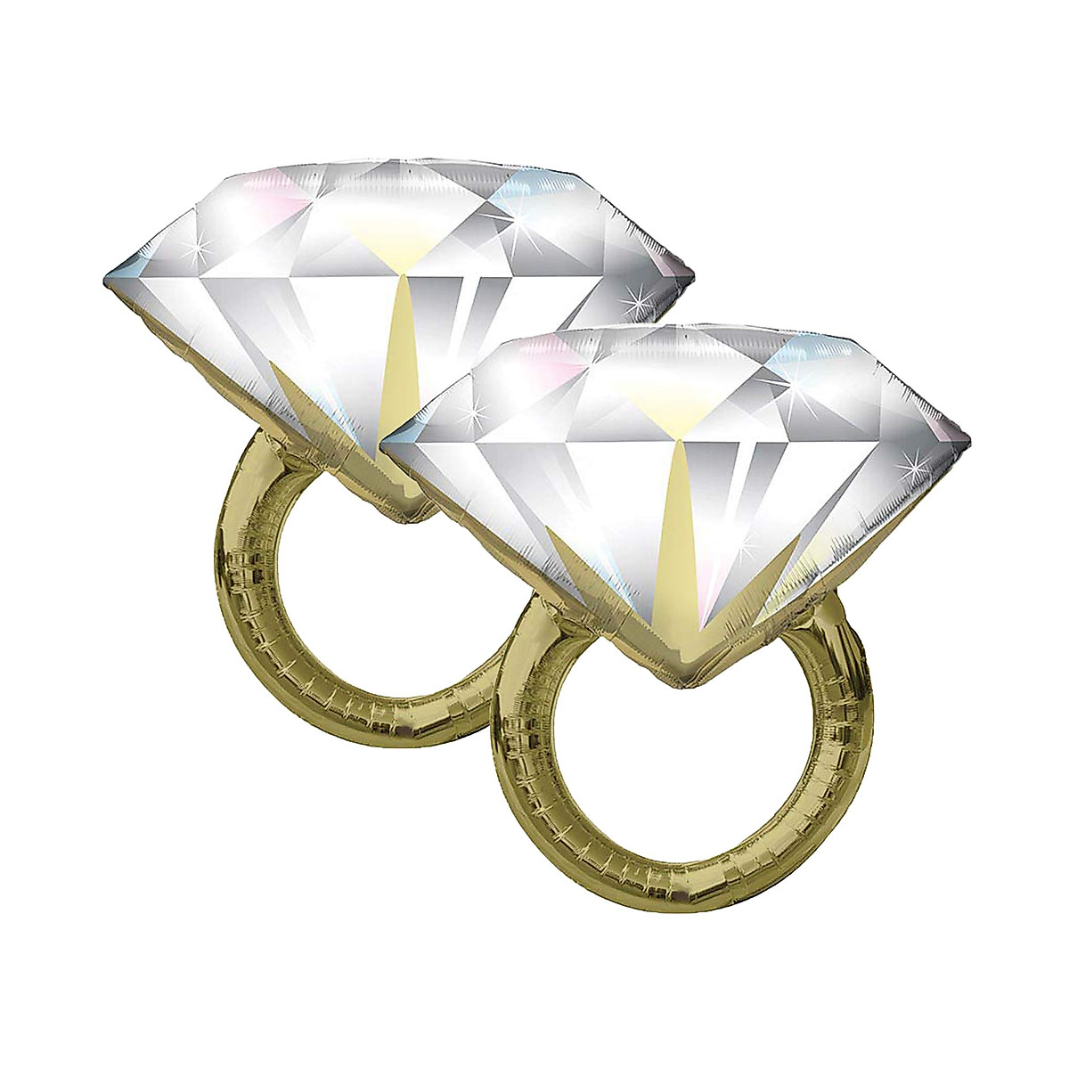 Set of 2 Sparkling Diamond Ring 'Big Rock' Jumbo 37" Foil Engagement Party Bridal Shower Balloons
