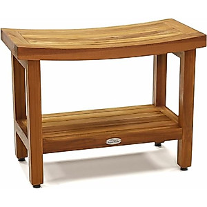 AquaTeak Patented 24" Sumba Teak Shower Bench with Shelf