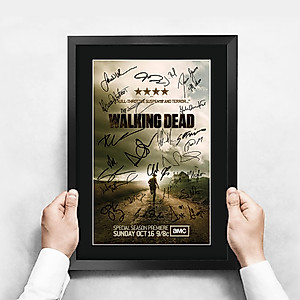 HWC Trading The Walking Dead TV Series Poster The Cast Signed 16" x 12" Framed Gift Printed Autograph Film Print Photo Picture Display - 16 x 12 Inches Framed
