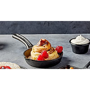 Mirro 4.5" Cast Iron Mini Skillet for Frying Pan with Drip-Spouts, Pre-seasoned Oven Safe Cookware for Camping, Indoor and Outdoor use, Black