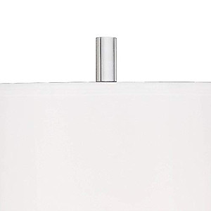 Possini Euro Design Cadence Modern Glam Style Floor Lamp Art Deco 62" Tall Brushed Nickel Crystal Glass Standing Column Linen Fabric Drum Shade for Living Room Reading House Bedroom