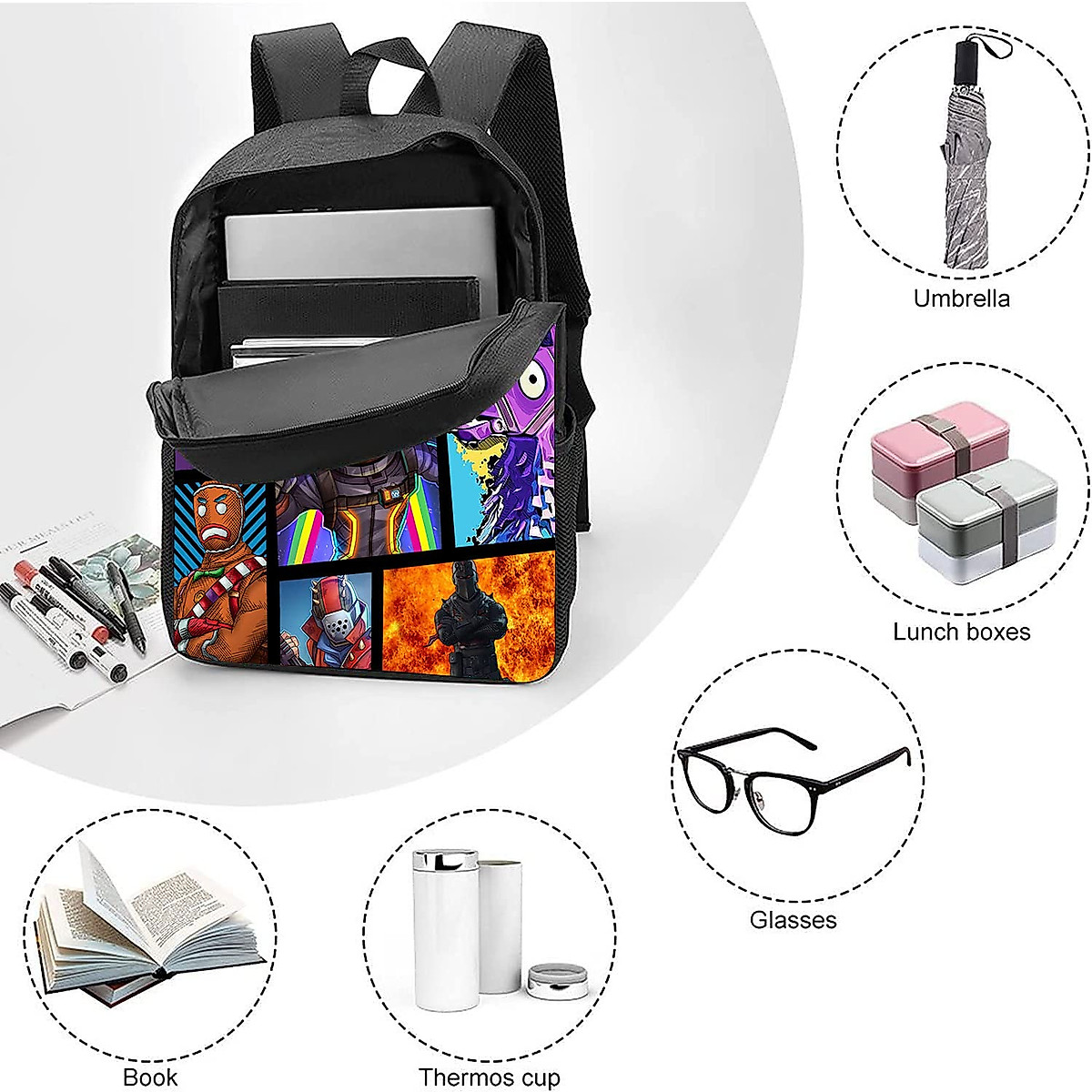 Vlnfdts Kids Backpack Cartoon Anime School Bag Cute Large Capacity Travel Bag Student Bookbag for Boys Girls Teenager