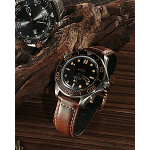 REZERO Watch Band, Genuine Leather Watch Straps, Oil-Waxed Vintage Watch Bands for Men 18mm 19mm 20mm 21mm 22mm 23mm 24mm 26mm